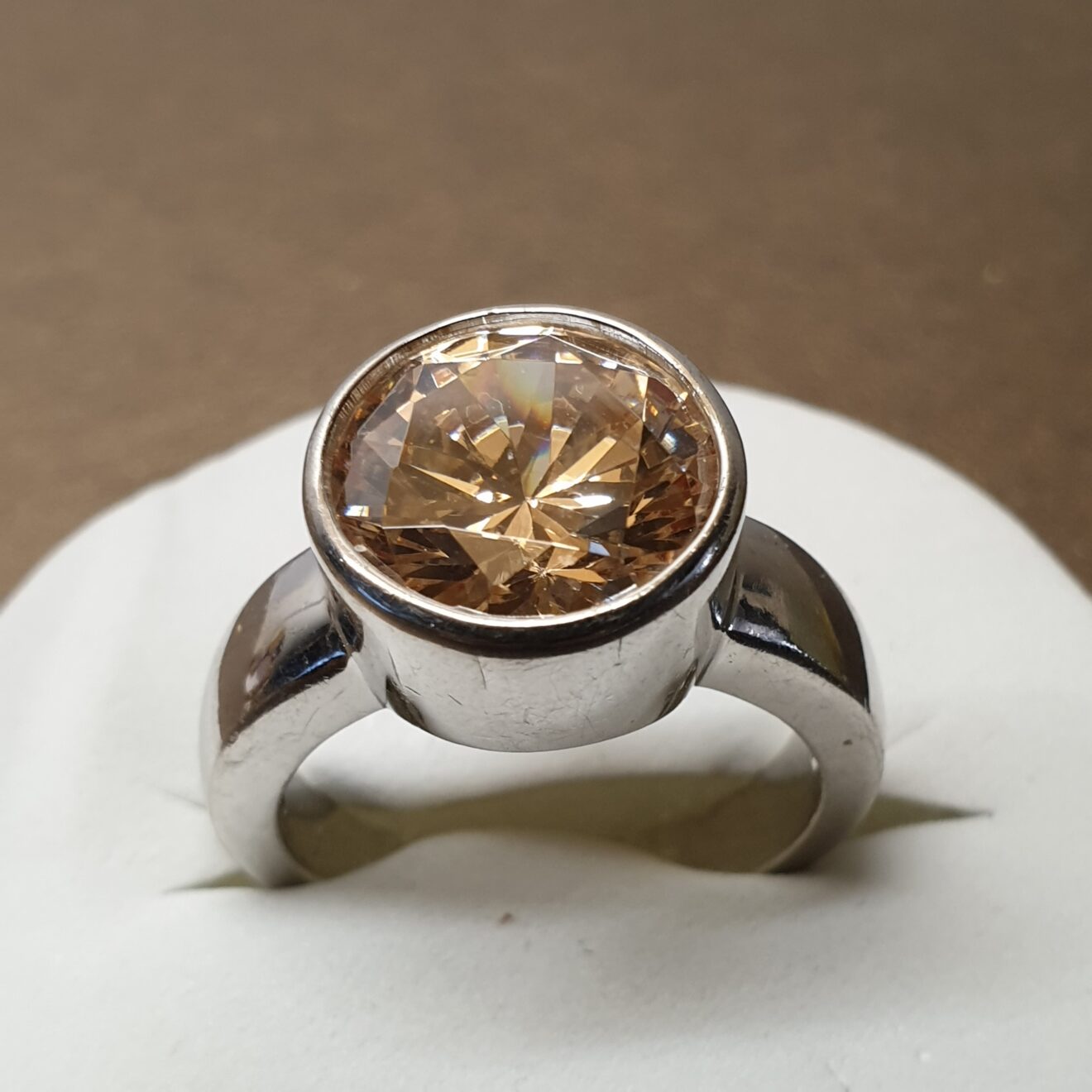 19,1 mm Silberring Ring Silber Kristall Stein orangefarben Vintage ...