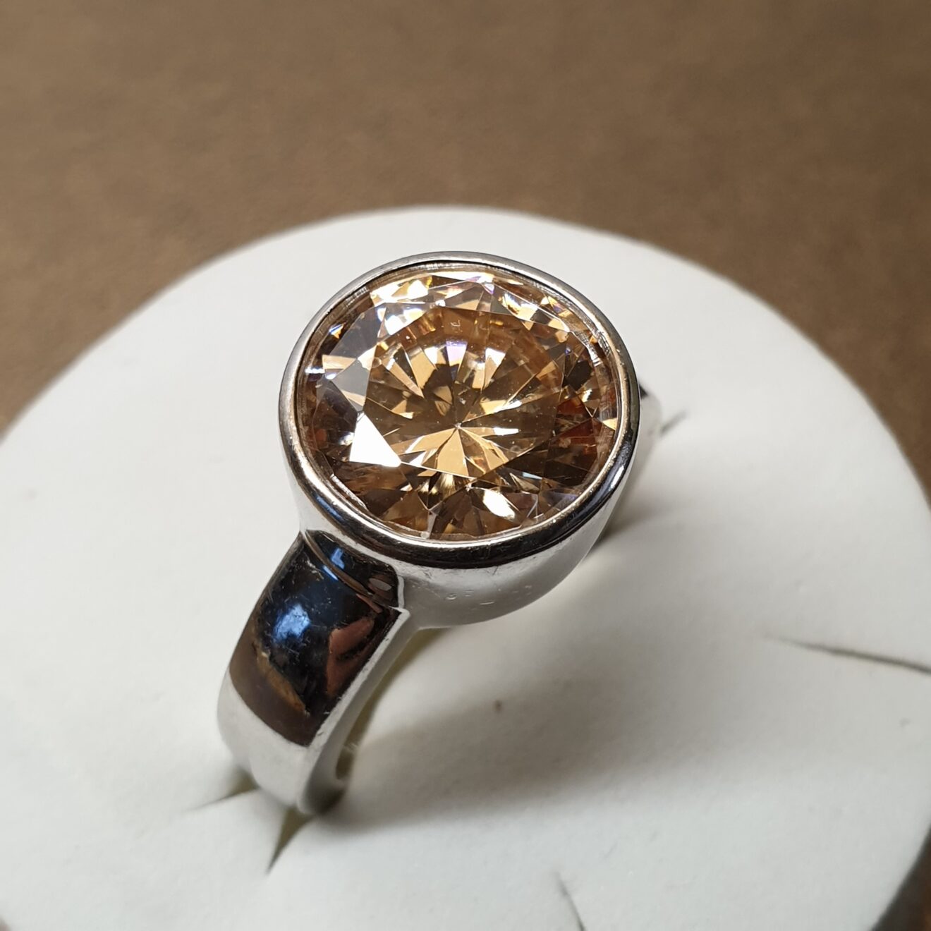 19,1 mm Silberring Ring Silber Kristall Stein orangefarben Vintage ...