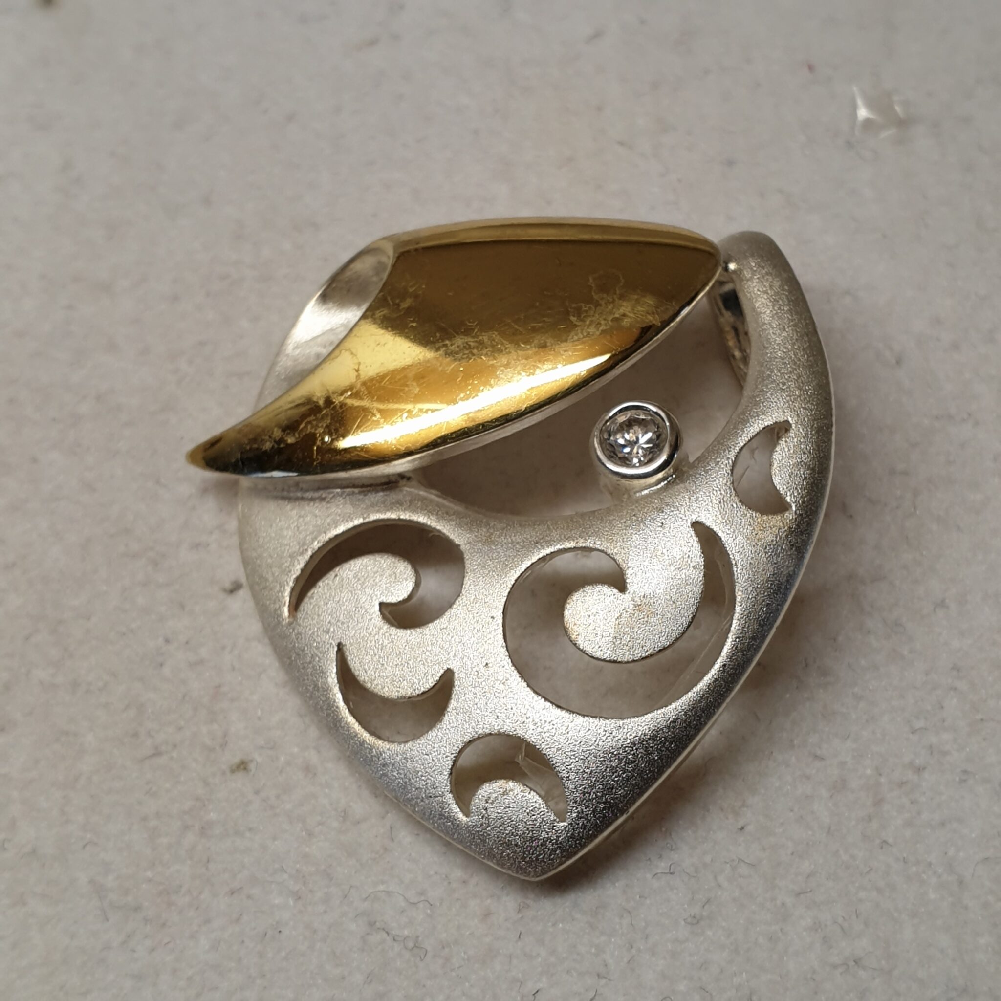 Eleganter Design Silberanhänger Anhänger Silber 925 teilvergoldet ...