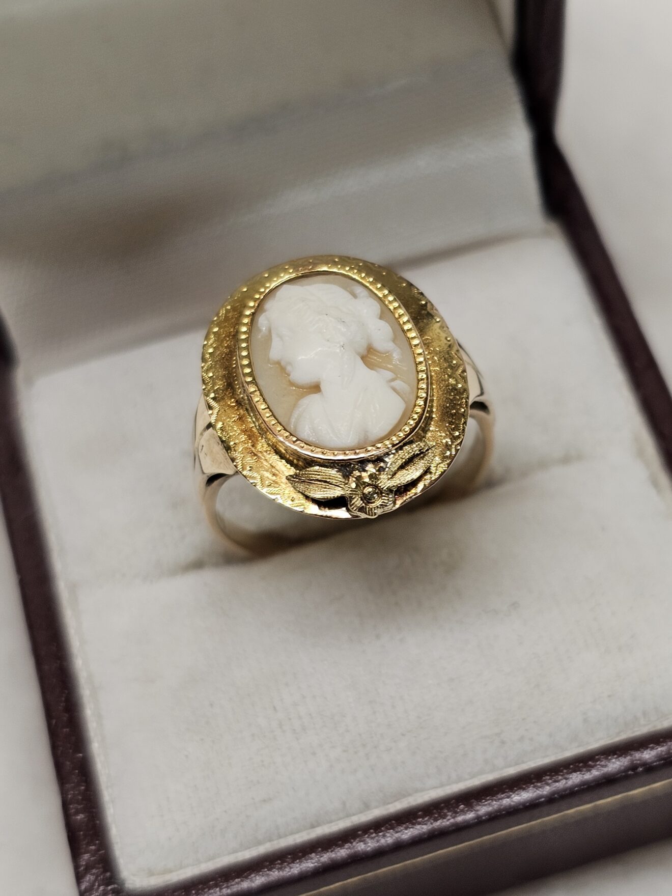 18 mm Nostalgischer Ring Gold 585 Kamee Gemme Shabby Vintage elegant GR222 - CREAFINO