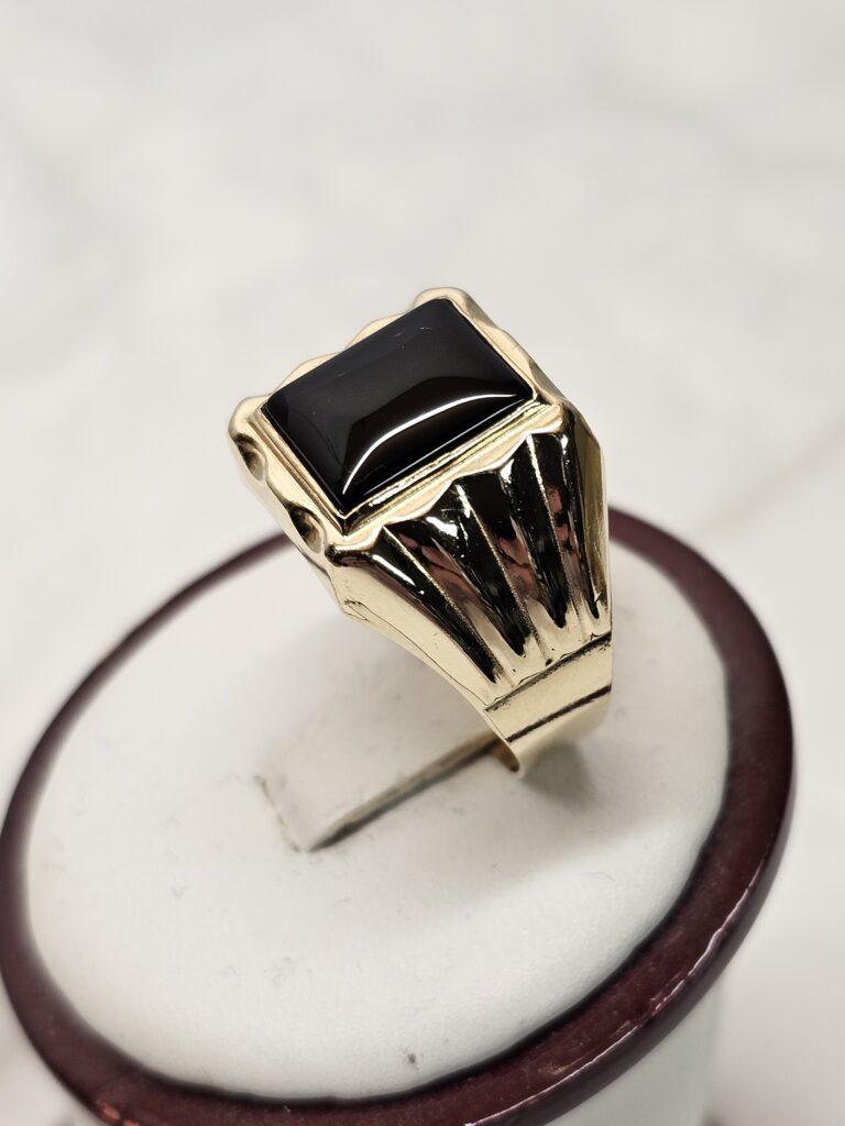 21 mm Eleganter Ring Siegelring Gold 585 Lagenstein Onyx schwarz ...