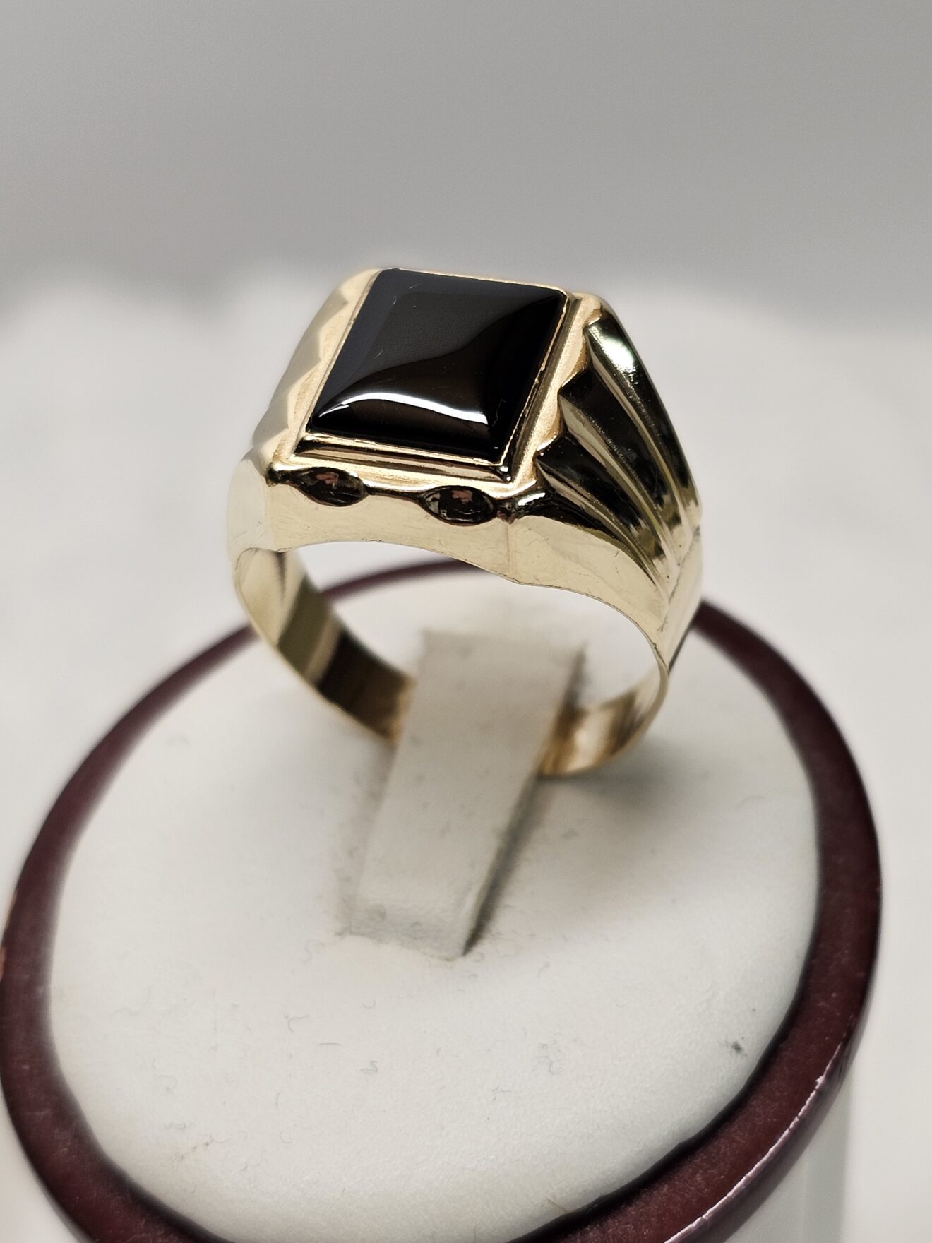 21 mm Eleganter Ring Siegelring Gold 585 Lagenstein Onyx schwarz ...